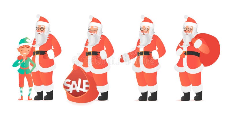 Santa Claus Hugging Elf. Cute Characters Stock Vector - Illustration of ...