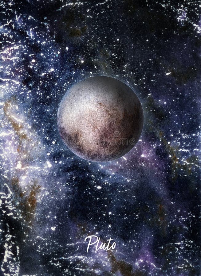 Design Template with Space Watercolor Hand Drawn Illustration with ...