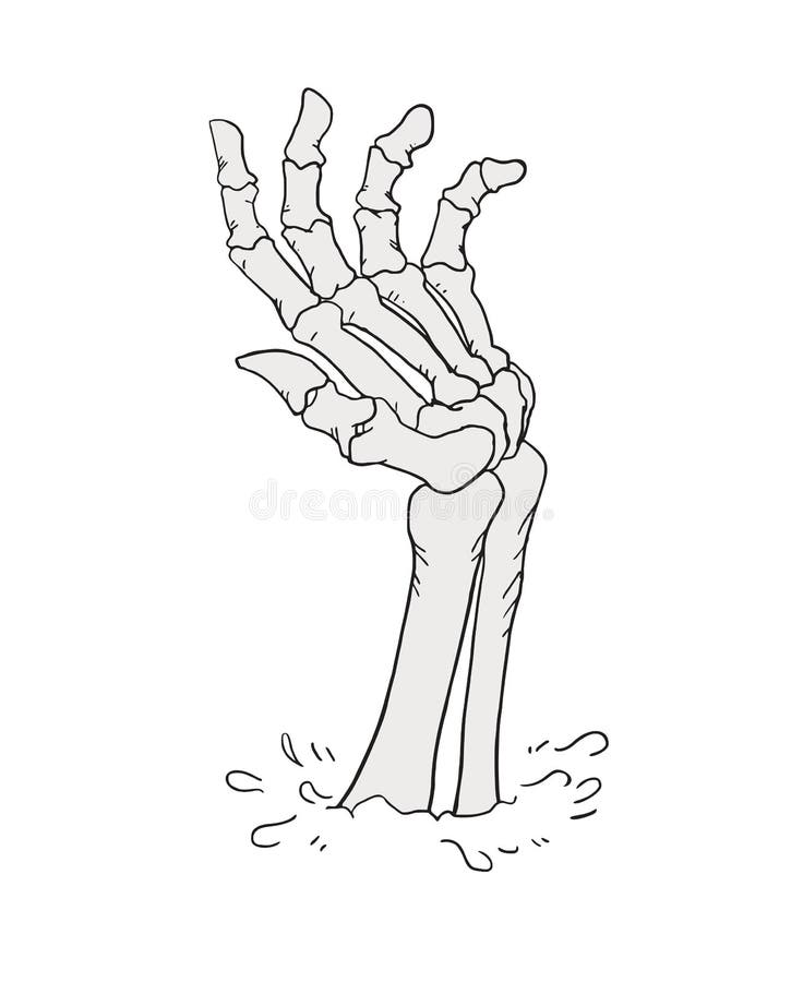 Design of Terrifying Skeleton Hand Draw Stock Vector - Illustration of ...