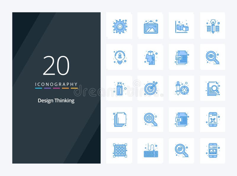 20 Design Thinking Blue Color Icon for Presentation Stock Vector ...
