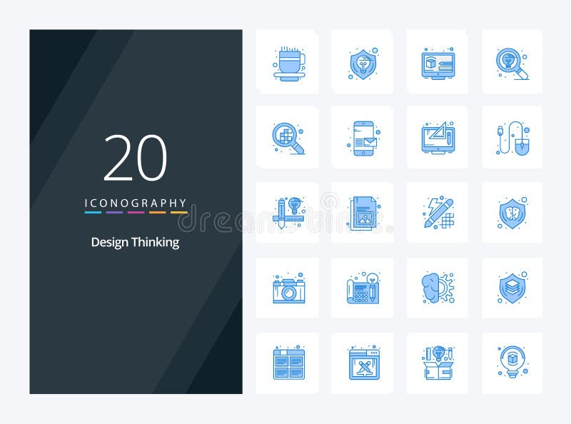 20 Design Thinking Blue Color Icon for Presentation Stock Vector ...