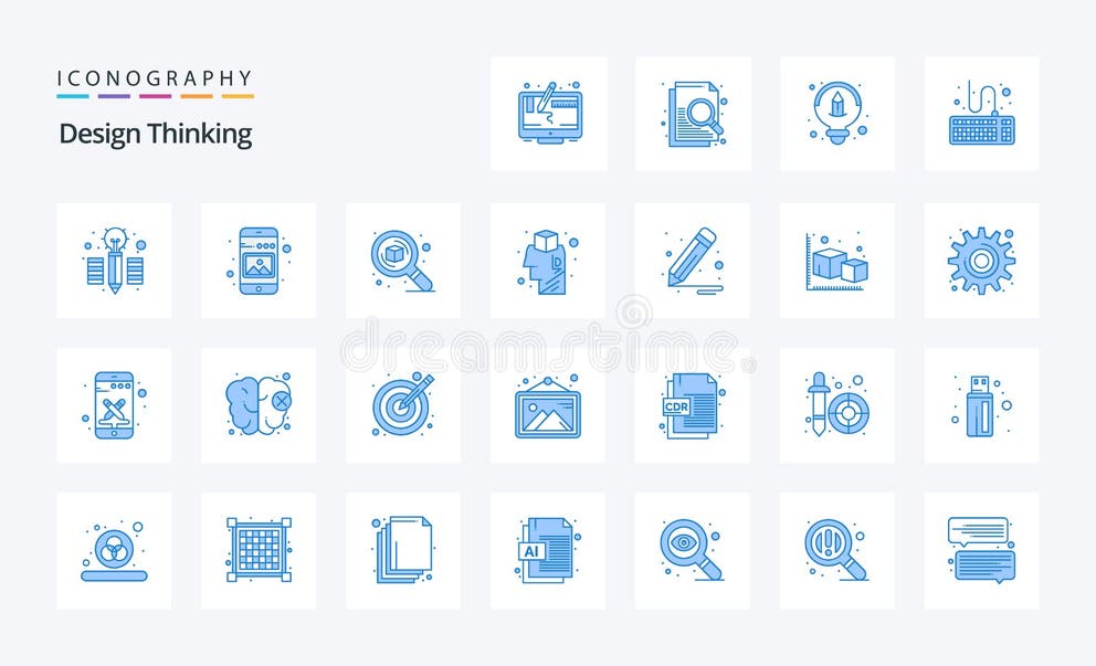 25 Design Thinking Blue Icon Pack Stock Vector - Illustration of zoom ...