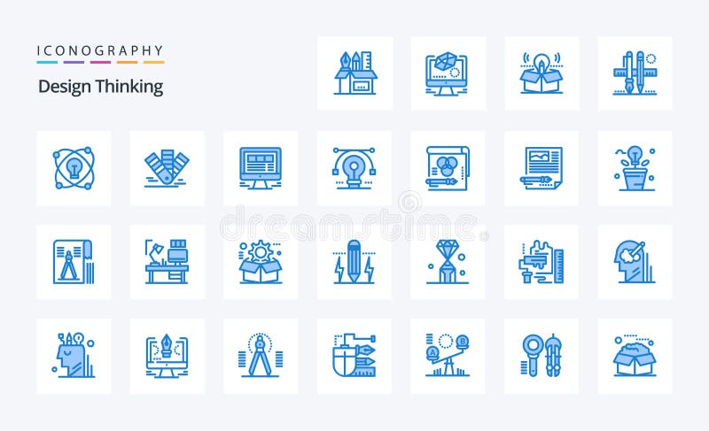 25 Design Thinking Blue Icon Pack Stock Vector - Illustration of bulb ...