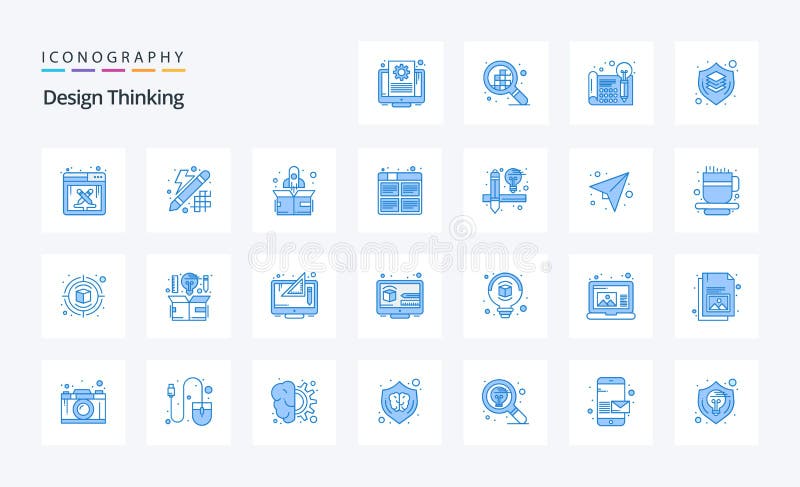 25 Design Thinking Blue Icon Pack Stock Vector - Illustration of start ...