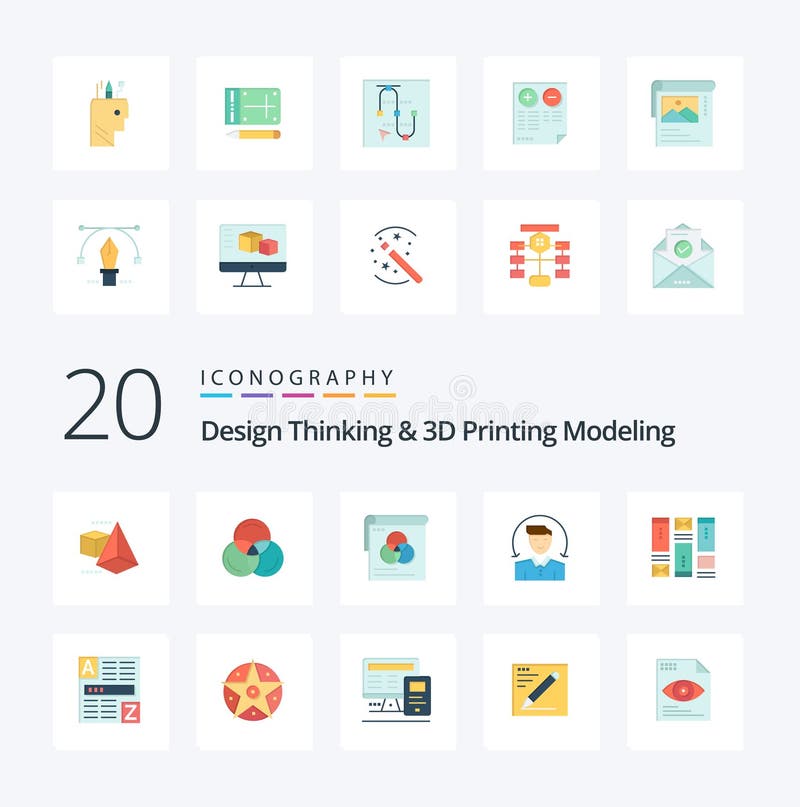 20 Design Thinking and D Printing Modeling Flat Color Icon Pack Like Idea Sketching Wallpaper ...