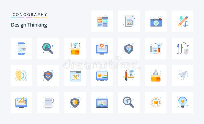 25 Design Thinking Flat Color Icon Pack Stock Vector - Illustration of ...