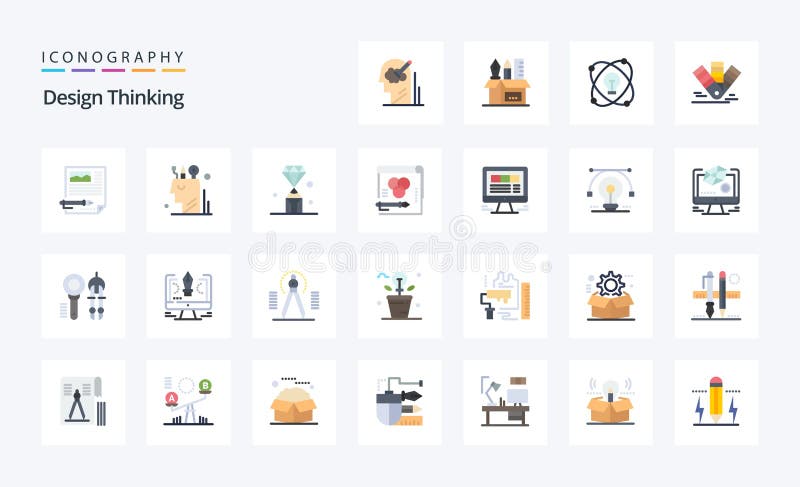 25 Design Thinking Flat Color Icon Pack Stock Vector - Illustration of ...