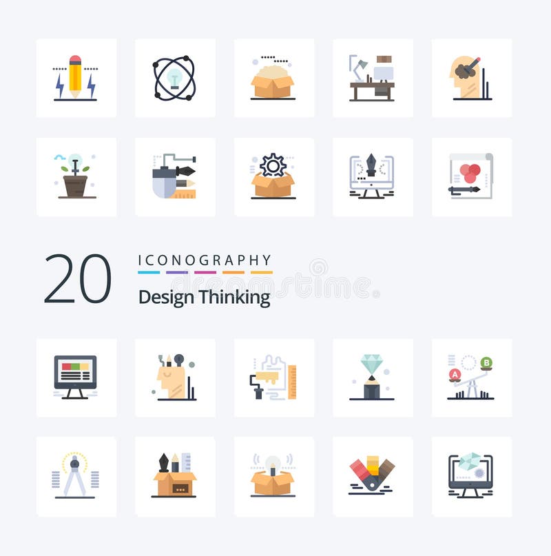 20 Design Thinking Flat Color Icon Pack Like Jewel Gems User Scale ...