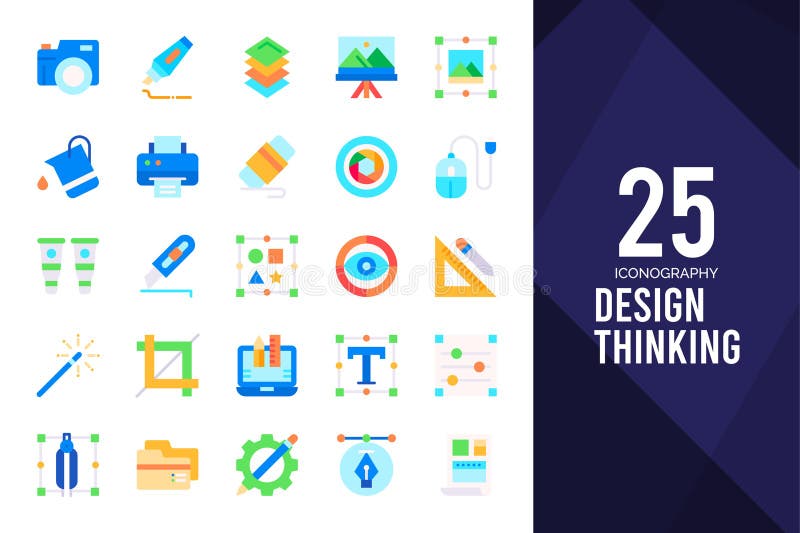 25 Design Thinking Flat Icon Pack. Vector Illustration Stock Vector ...