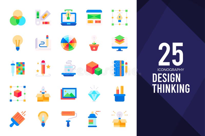 25 Design Thinking Flat Icon Pack. Vector Illustration Stock Vector ...