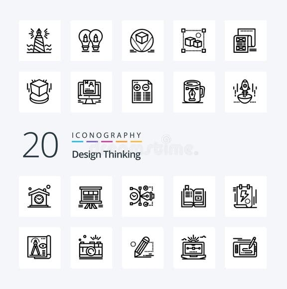20 Design Thinking Line Icon Pack Like Tutorial Book Chart Editable Art ...