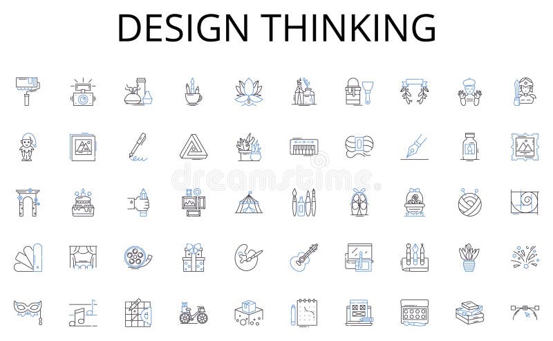 Design Thinking Line Icons Collection Algorithm Artificial Intelligence Big Data Coding