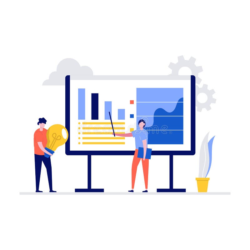 Design Thinking Process Concept with Characters. Modern Vector ...