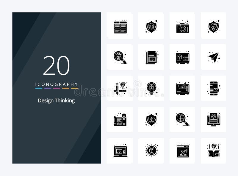 20 Design Thinking Solid Glyph Icon for Presentation Stock Vector - Illustration of shield, idea ...