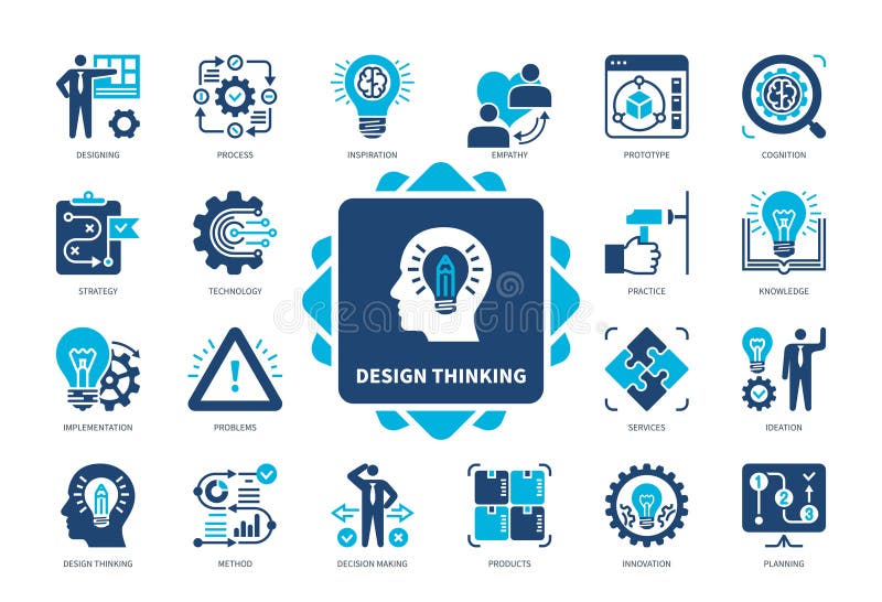 Design Thinking Solid Icon Set Stock Illustration - Illustration of ...