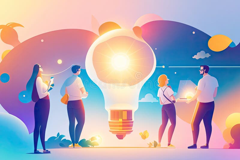 Design Thinking Team Brainstorming Flat Illustration. Ai Generative ...