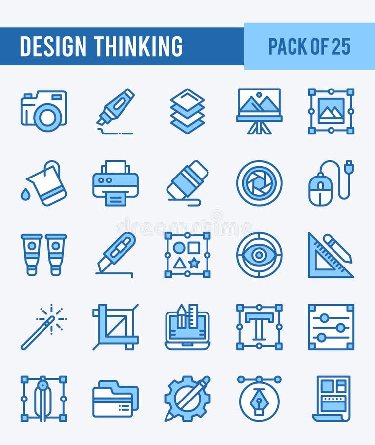25 Design Thinking. Two Color Icons Pack. Vector Illustration Stock ...