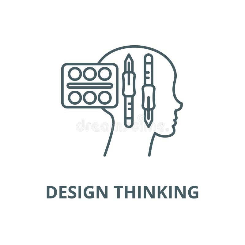 Design Thinking Vector Line Icon, Linear Concept, Outline Sign, Symbol ...
