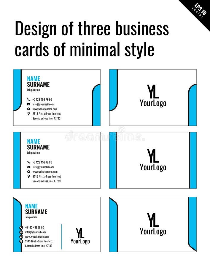 Design of Three Business Cards of Minimal Style Stock Illustration ...