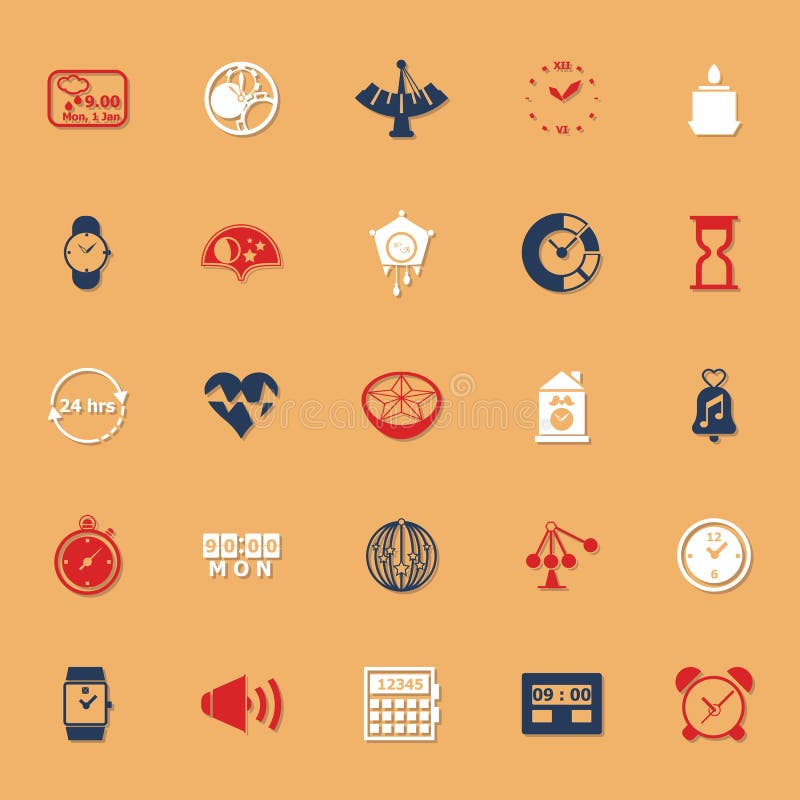 Design Time Classic Color Icons with Shadow Stock Vector - Illustration ...