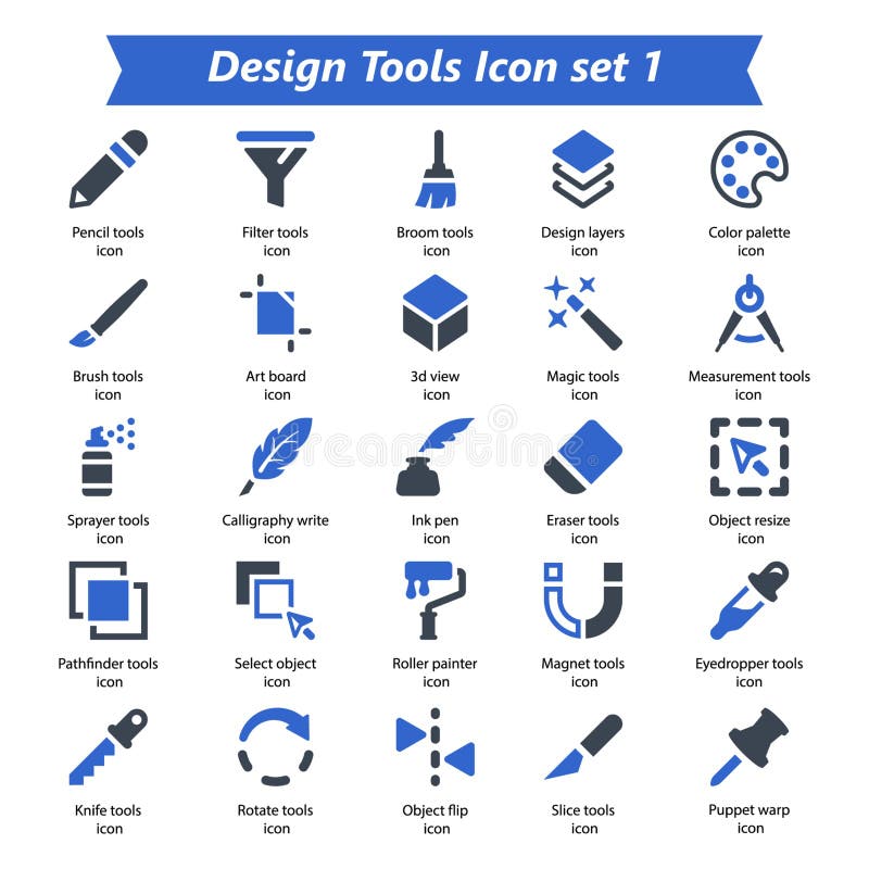 Design Tools Icon Set 1 stock vector. Illustration of palette - 298615039