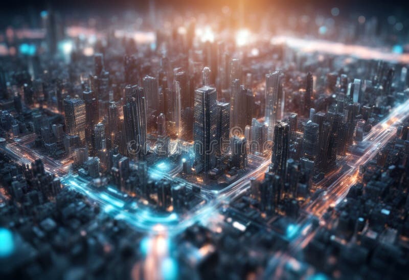 Design Town Skyline Map Technology Background Electricity Metropolis ...