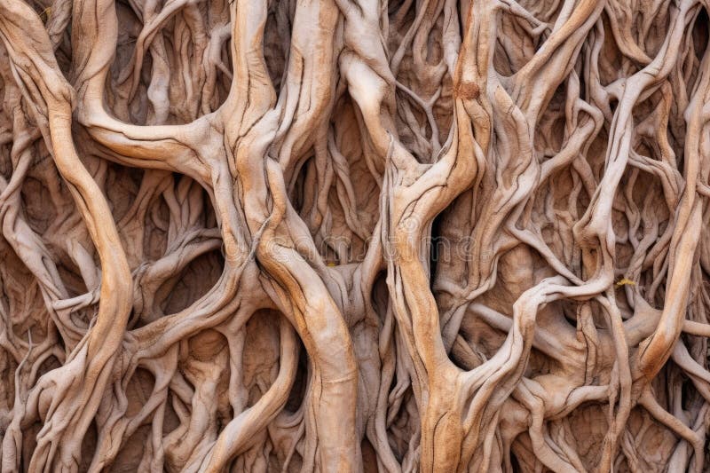 Design of Tree Bark Covered in Vine Roots Stock Image - Image of wood ...