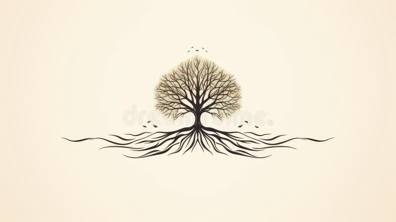 Design Tree with Roots Illustration Stock Illustration - Illustration ...