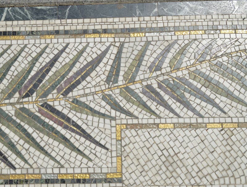 Design of Trees, Plants and Flowers on Mosaic Ceramic Tiles Stock Photo ...