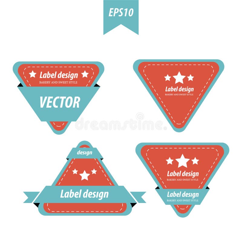Design Triangle Label Red and Blue Color Set Stock Vector ...