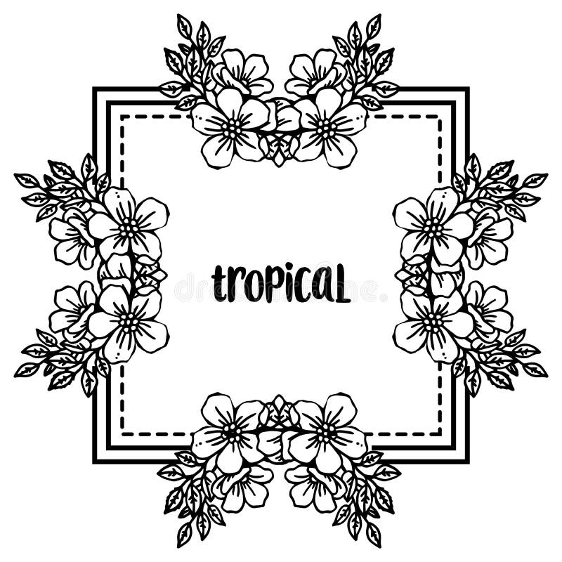 Tropical Ornament Concept with Purple Floral Frame. Vector Stock Vector ...
