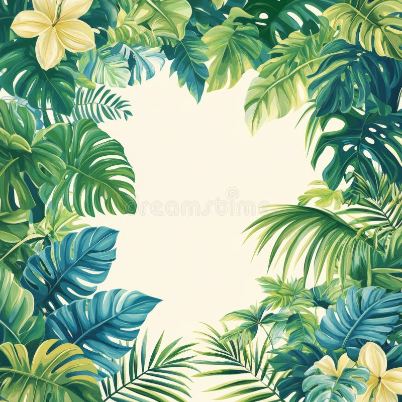 The Design of Tropical Leaf Frames is Often Used for Event Invitations ...