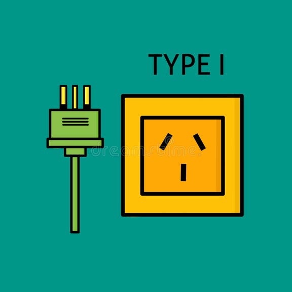 Design Type I Power Plug and Socket, Flat Design Electrical Plugs and ...