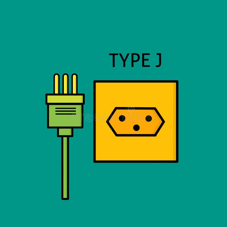 Design Type J Power Plug and Socket, Flat Design Electrical Plugs and ...
