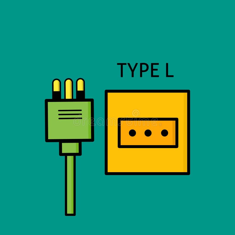 Design Type L Power Plug and Socket, Flat Design Electrical Plugs and ...