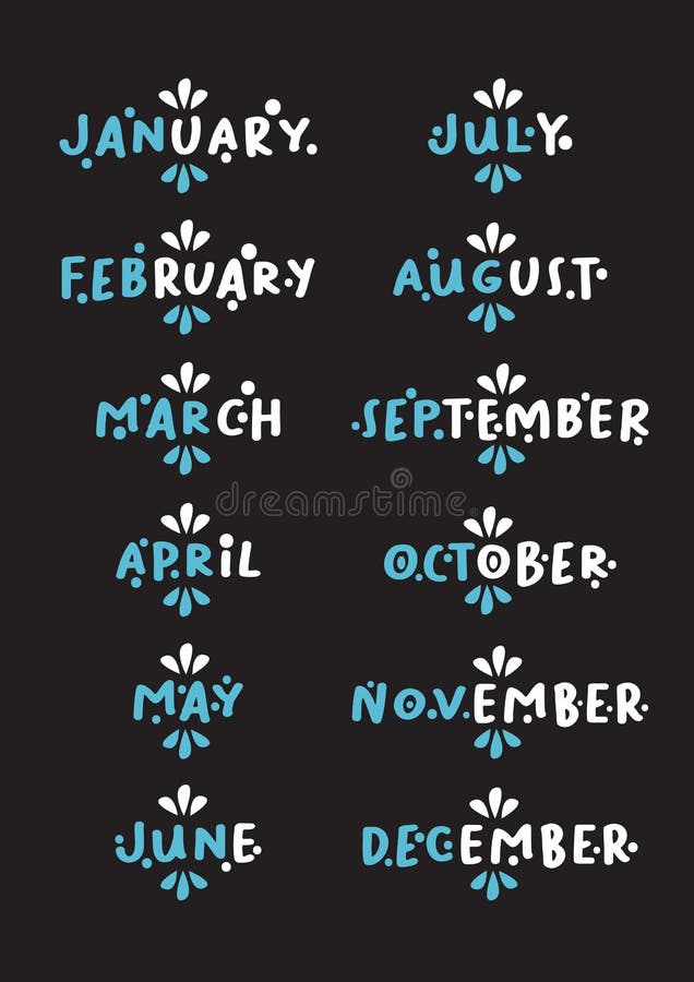 12-Month Calendar Cartoon Vector Icon Set Stock Vector - Illustration ...