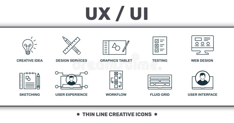 Design Ui and Ux Set Icons Collection. Includes Simple Elements Such As Design Services ...