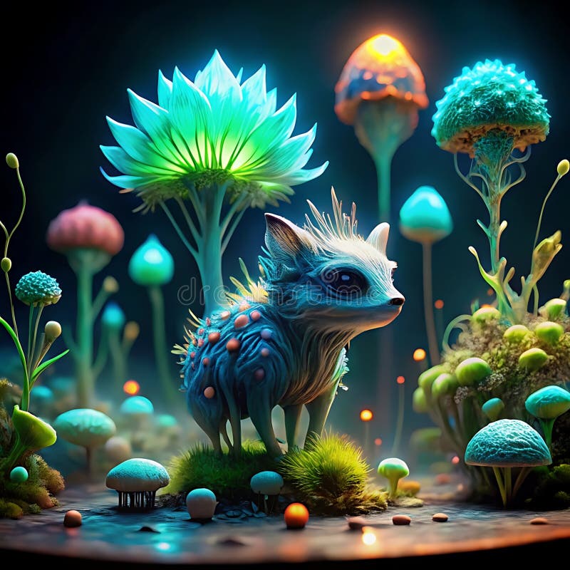 Design Unique Plants and Animals Based on Specific Themes, Like Bioluminescent Creatures from a ...