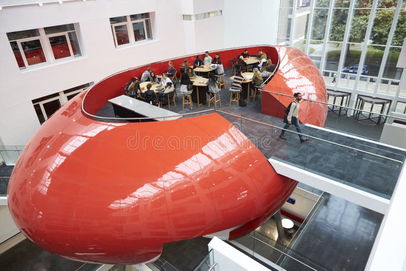 Design of University Mezzanine Social Area, Elevated View Stock Image ...