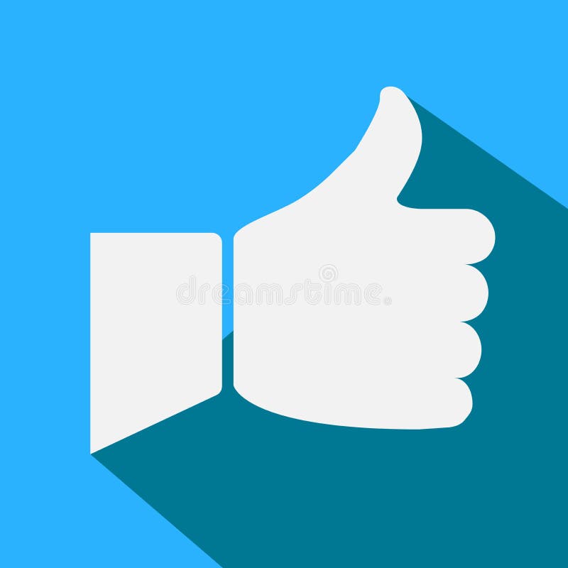 Thumbs Up Icon with Flat Design Color Blue Stock Vector - Illustration ...