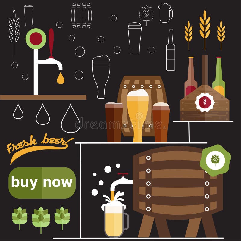 Design Vector Illustration of Beer Theme Stock Vector - Illustration of ...