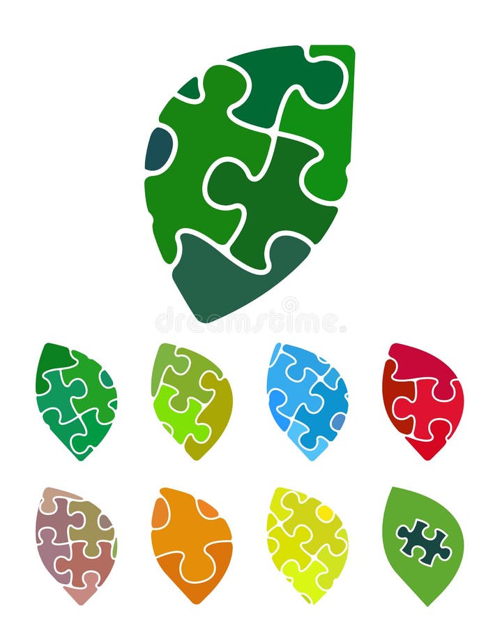 Design Vector Leaf Jigsaw Logo Element Stock Vector - Illustration of ...
