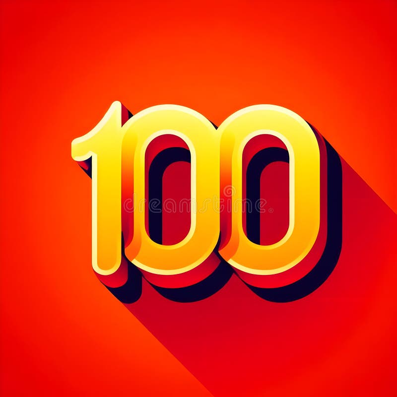 Design Vector Number 100 Yellow with Background Red Stock Illustration ...