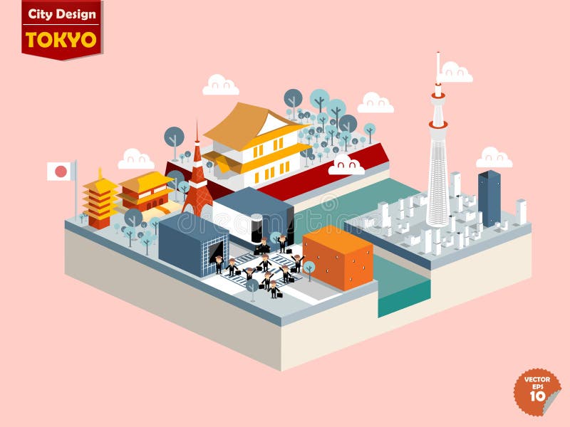 Design Vector of Tokyo Japan Stock Illustration - Illustration of ...