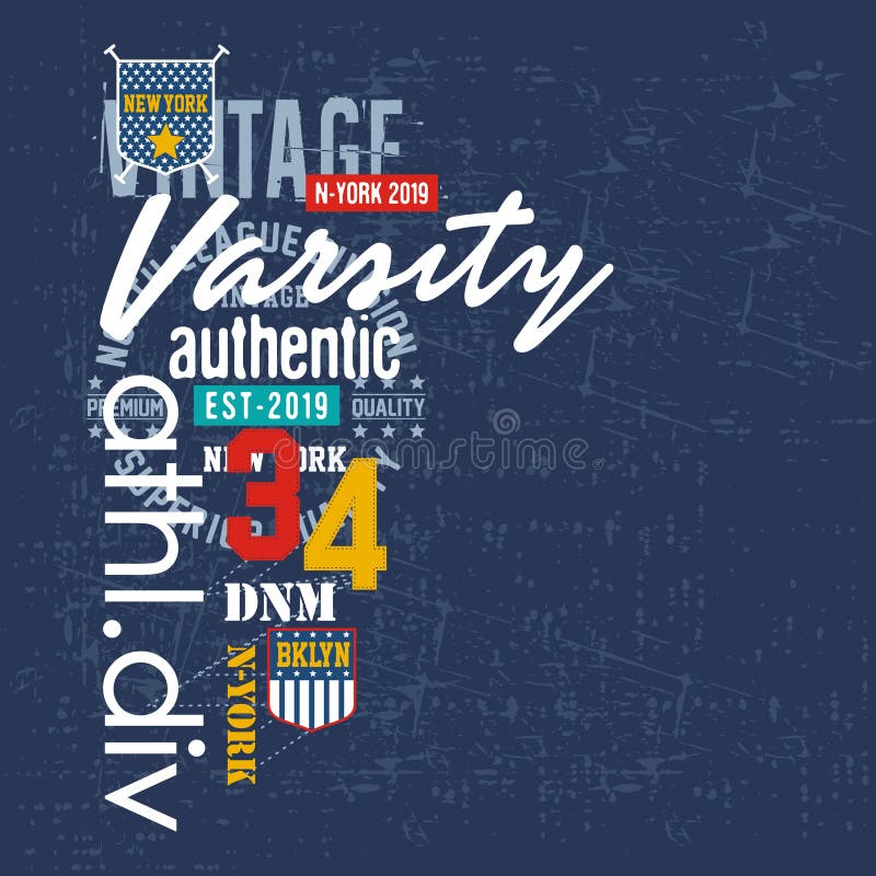 Design Vector Typography Varsity Authentic Stock Vector - Illustration ...