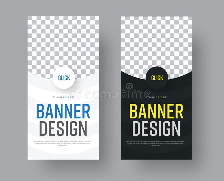Design Vertical Black and White Web Banners with Semi-circular E Stock ...
