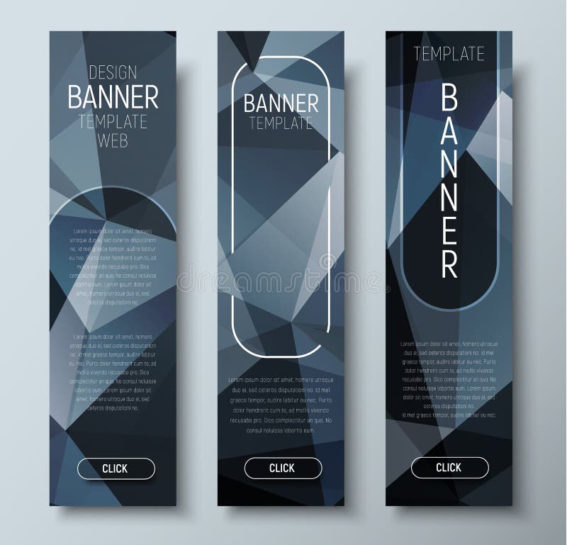 Design of Vertical Web Banners with Polygonal Abstract Black Background ...