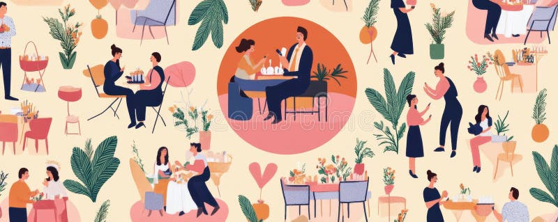 Vibrant Pattern Featuring an Event Planner with Circle Behind ...