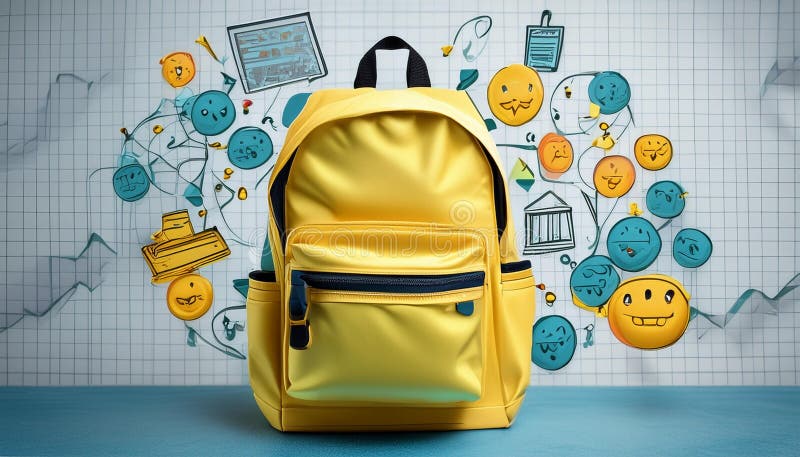 Design a Vibrant Poster for Online School Using a Yellow Backpack Stock ...