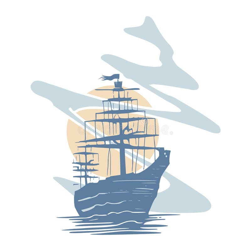 Design of Vintage Explorer Ship Stock Vector - Illustration of ...